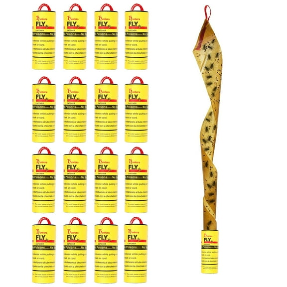 QARUN 4 Pack Fly Strips Outdoor Sticky Hanging,Bug & Fruit Flies Traps ...