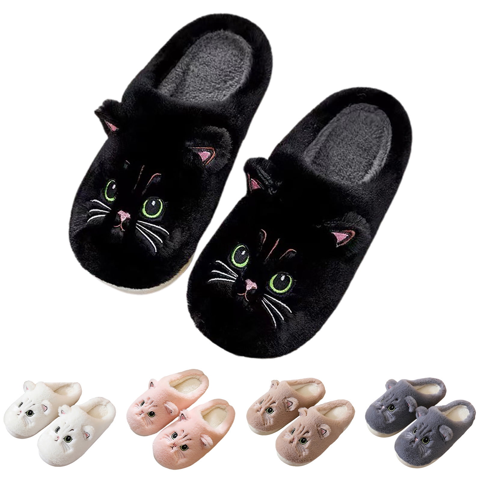 Click here for Dexiang Cozy Cat Couple Winter Slippers For Women... prices