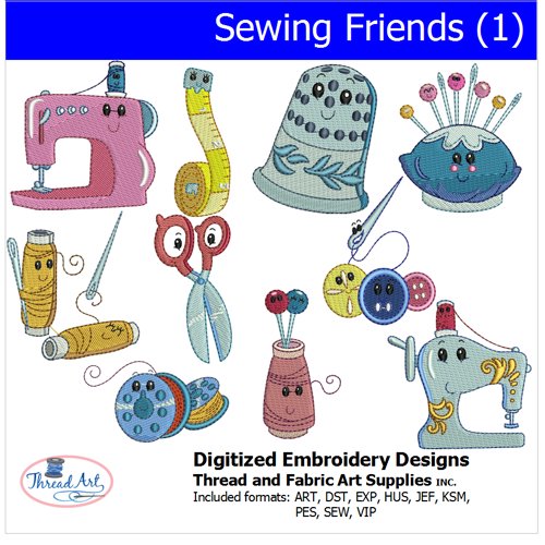 Sewing Friends(1) Embroidery Designs - All Popular Formats Included ...