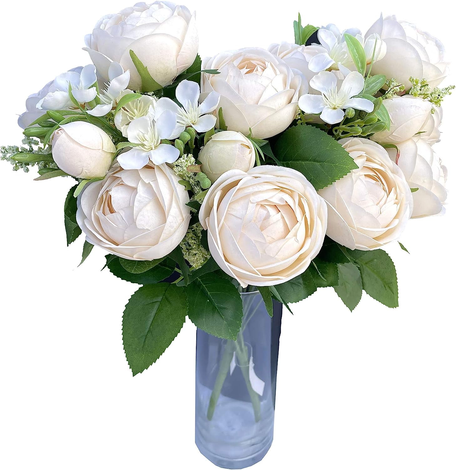 Ivory Artificial Silk Flower Rose Bush For Floral Arrangement DIY ...