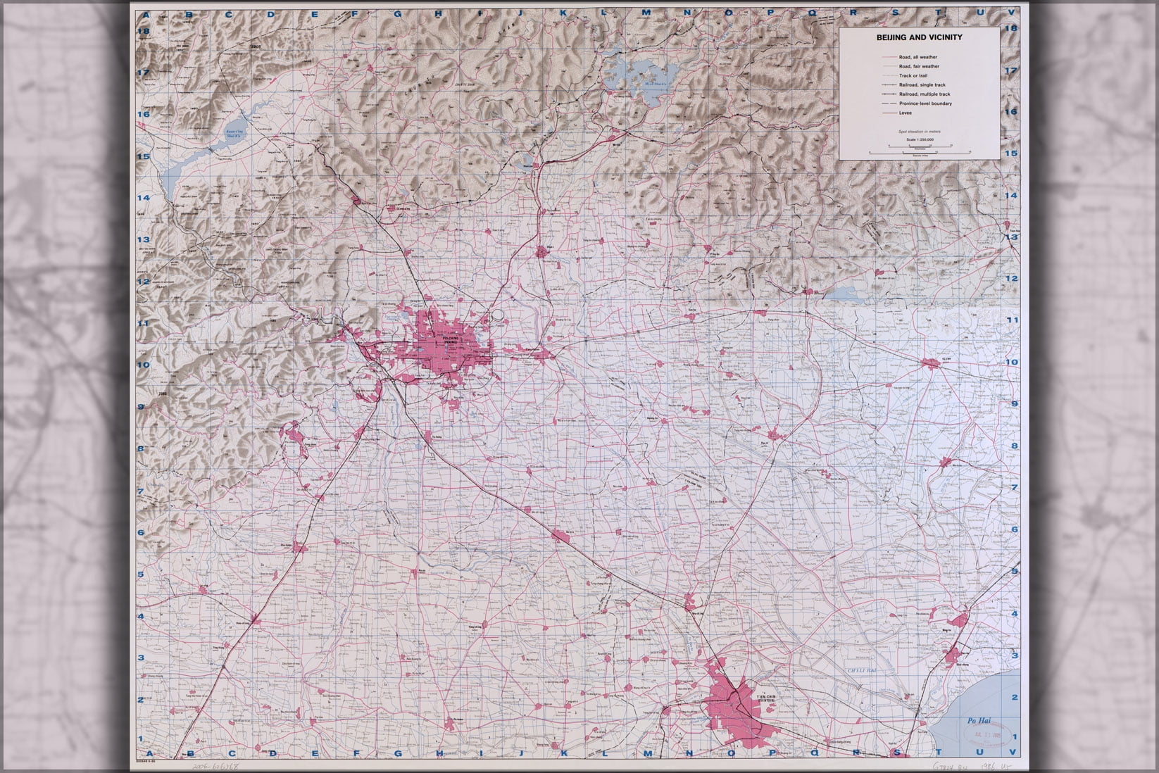24"x36" Gallery Poster, cia map of Beijing china and vicinity 1986 ...