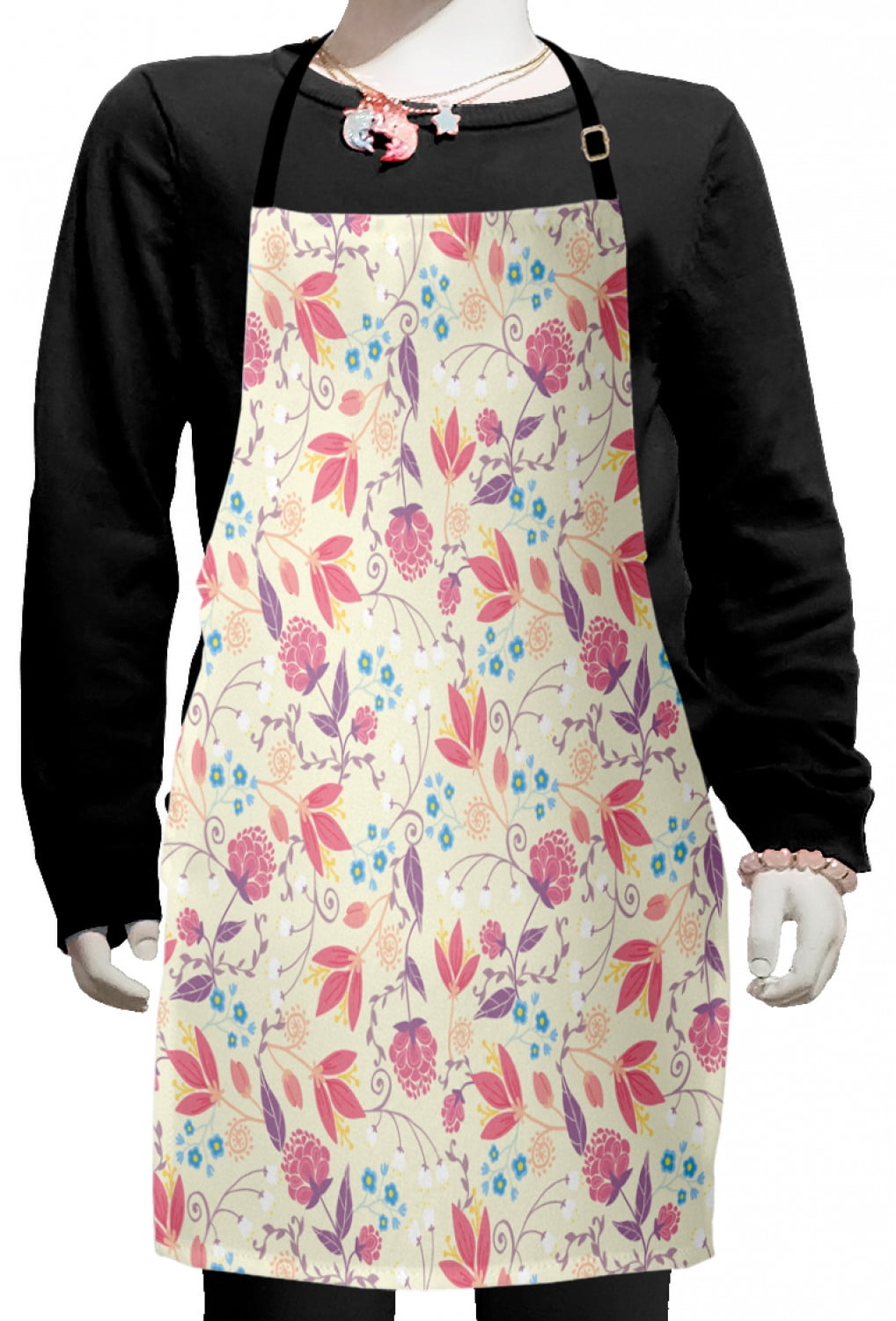 Pastel Kids Apron, Fresh Spring Field Gardening Plants Flowers Retro ...