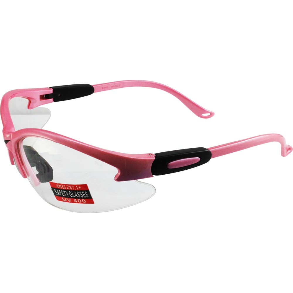 Global Vision Medium Pink Dark Pink Lab Safety Glasses with Clear Lens ...