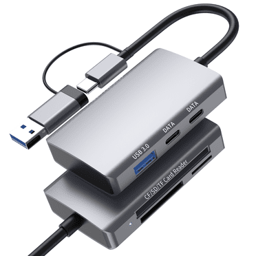 Onn. 6-Ports USB 2.0 Hub with SD, Micro SD and Compact Flash Card ...
