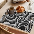Abstract Distortion Texture Cotton Linen Placemats Set of 1, Grey Black ...