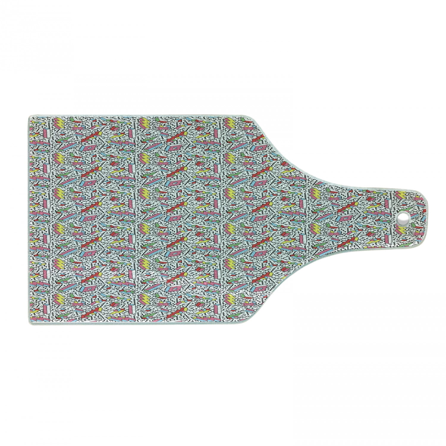 Funky Cutting Board, Memphis Pattern with Mosaic 3D Shapes Eighties and ...