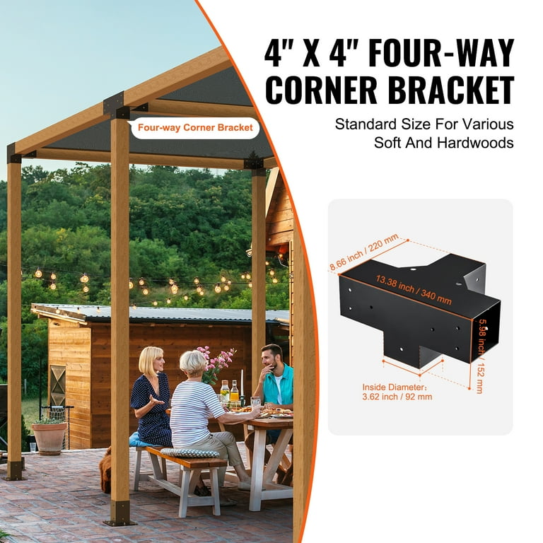 Galvanized Steel Gazebo Kit 12-Piece Pergola Brackets Kit - 4x4 Heavy ...