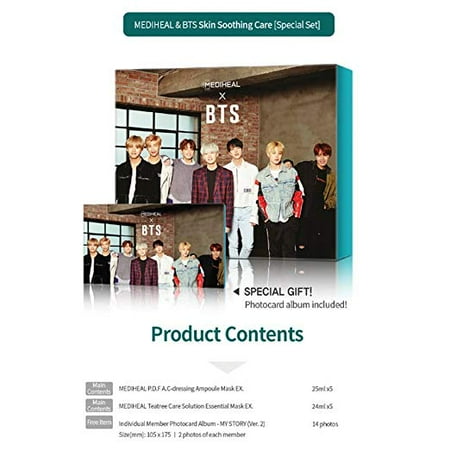MEDIHEAL X BTS FACIAL MASK SHEET BTS Soothing Set (Mask Sheet 10ea ...