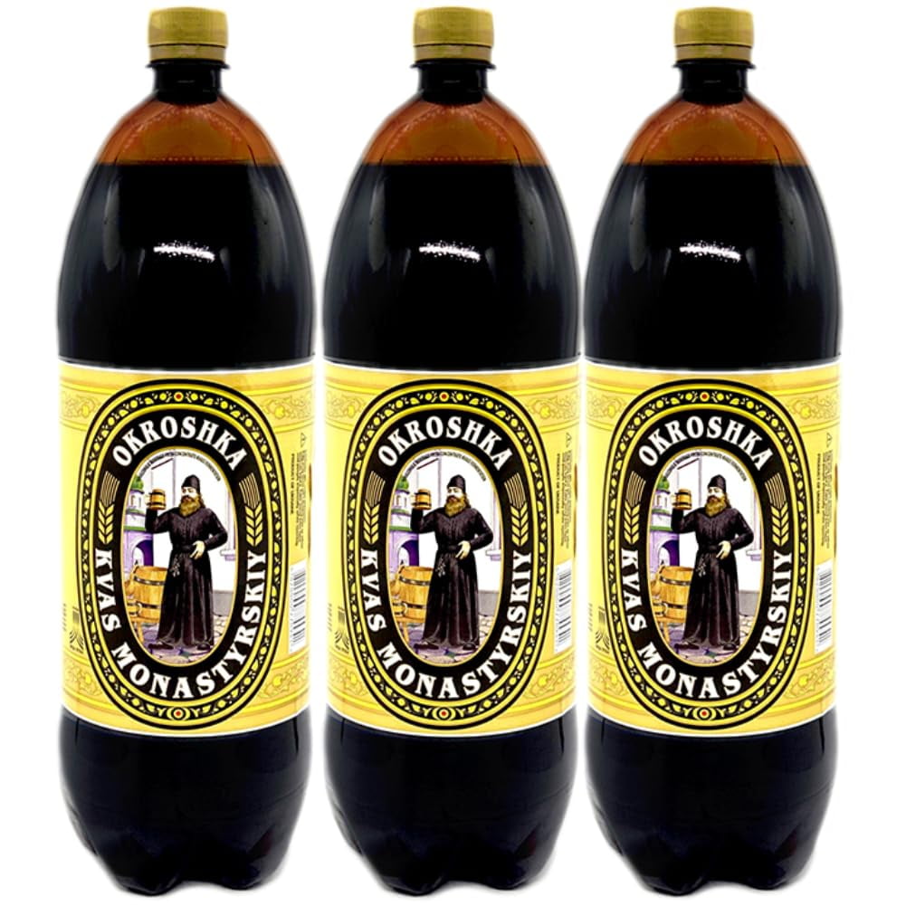 Ukrainian "Okroshka" Monastery "Monastyrskiy" Kvas Rye Bread Drink for Cold Soup 67.6 fl oz / 2L ...