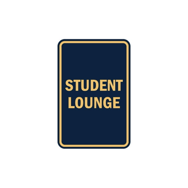 Portrait Round Student Lounge Sign (Navy Blue/Gold) - Large 6" x 8 ...