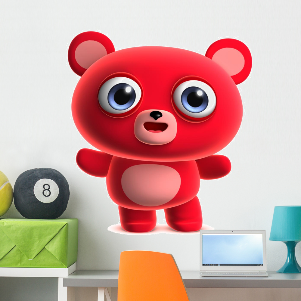 Red Teddy Bear Wall Decal Mural by Wallmonkeys Peel and Stick Graphic ...