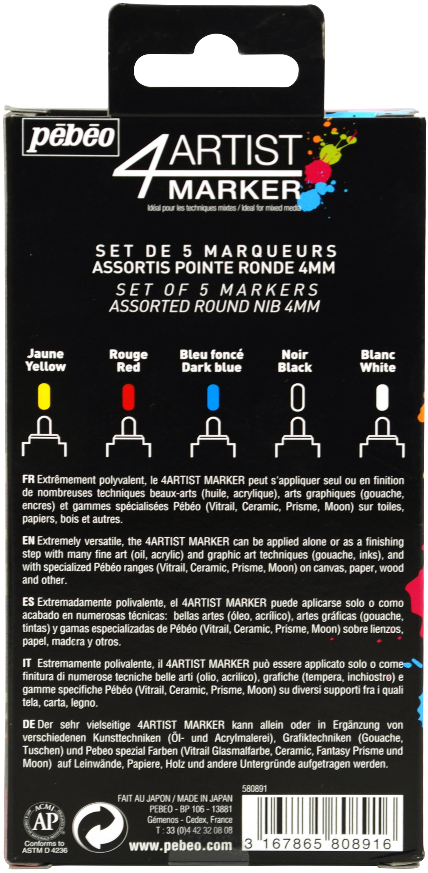 4Artist Marker Set 5/Pkg-Basic 4mm - Walmart.com