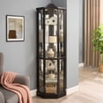 Jopath Glass Corner Cabinet, Glass Display With Light, Wine Cabinet ...
