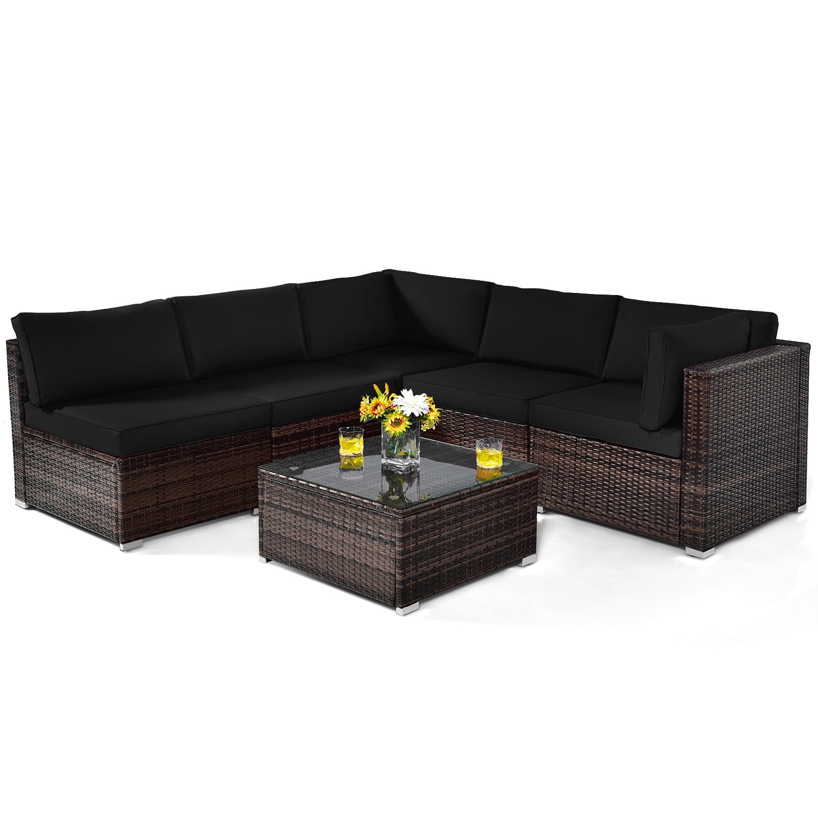 Click here for Patiojoy 6pcs Wicker Patio Sectional Conversation... prices
