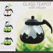 Primula Half Moon Glass Teapot, Tea, and Infuser, 40 fl oz., Black ...
