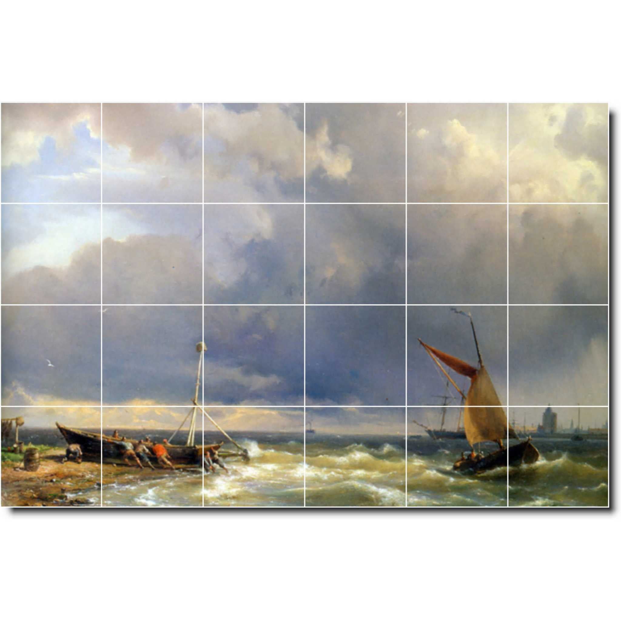 Ceramic Tile Mural-Hermanus Koekkoek Ships Bathroom Tile Mural 30. 25.5 ...