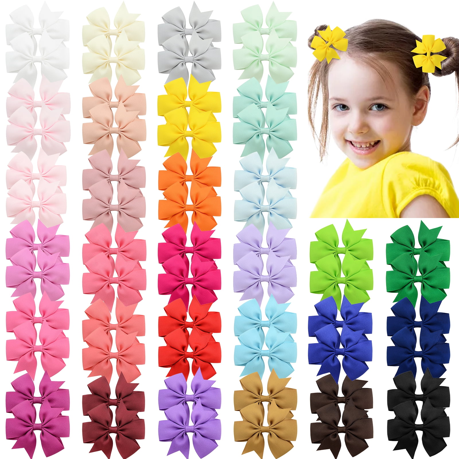 Choicbaby 60 Pcs Set Hair Bows Clips for Baby Girls, 3 in Boutique ...