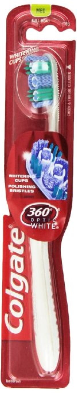 Colgate 360 Optic White Toothbrush, Medium, 1 ea (Pack of 2) - Walmart.com