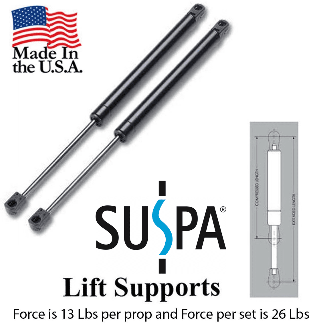 SUSPA® C16-03288 9" Gas Prop/Strut, Set of 2 - Walmart.com