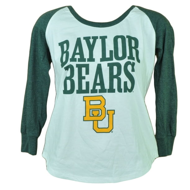 NCAA Baylor Bears Womens Ladies Mid Sleeve Tshirt Green White Crew Neck ...