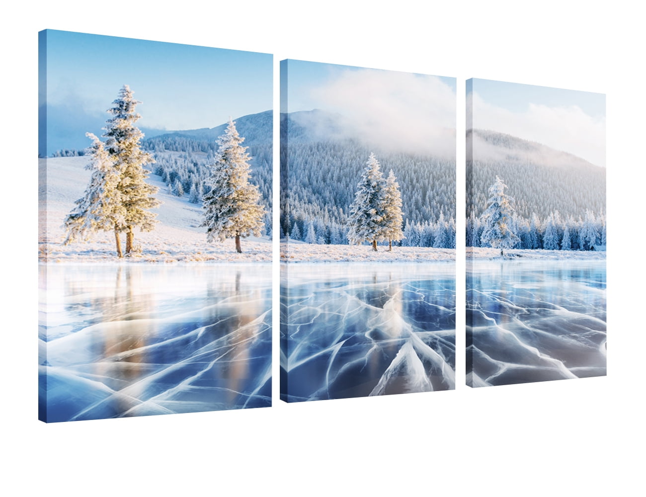 TISHIRON 3PCS Framed Canvas Wall Art Set,36"x24" Winter Lake and ...