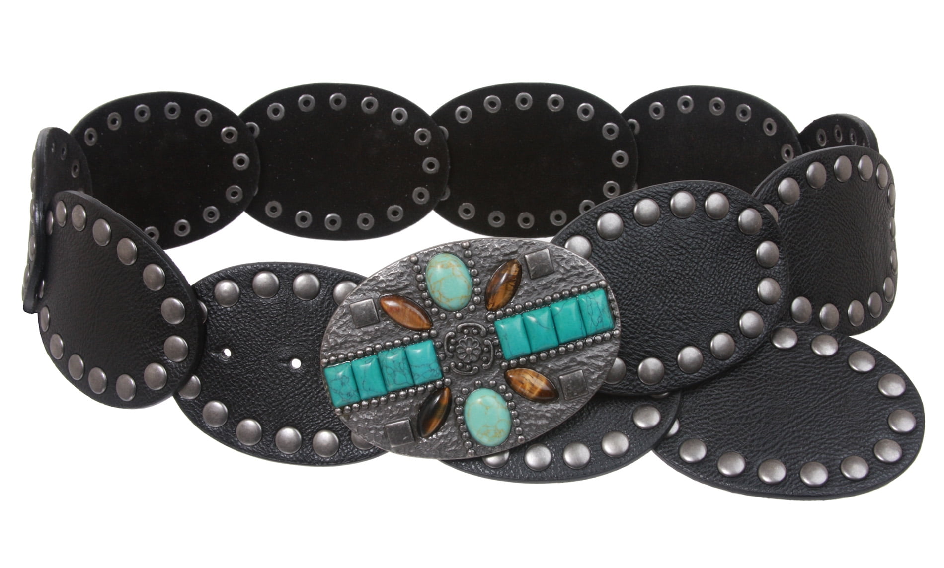 2 3/4" (70 mm) Wide Boho Oval Disc Leather Disk Link Fashion Belt ...