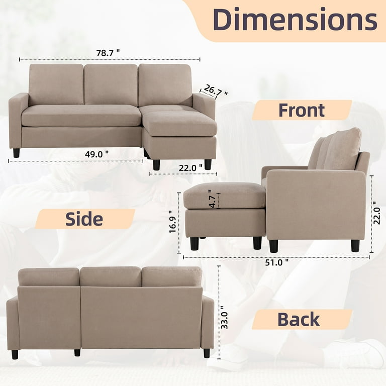Small Sectional Sofa Dimensions | Baci Living Room