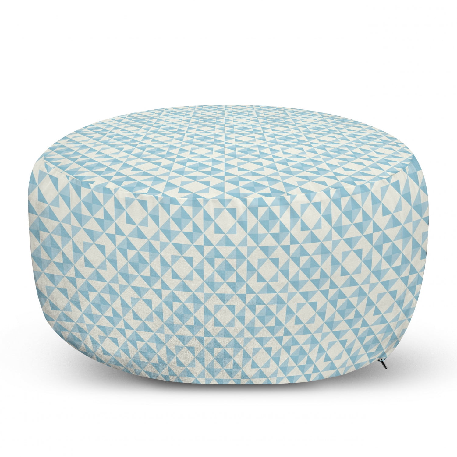 Geometric Pouf Cover with Zipper, Triangle Design with Square Shapes in ...
