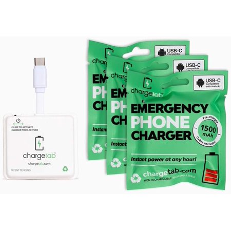 ChargeTab, Emergency Phone Charger, Portable Battery Pack, 1500mAh, On ...