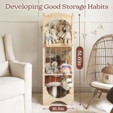 Pkinoicy Arched Wooden Toy Storage Rack – Stuffed Animal Organizer With ...