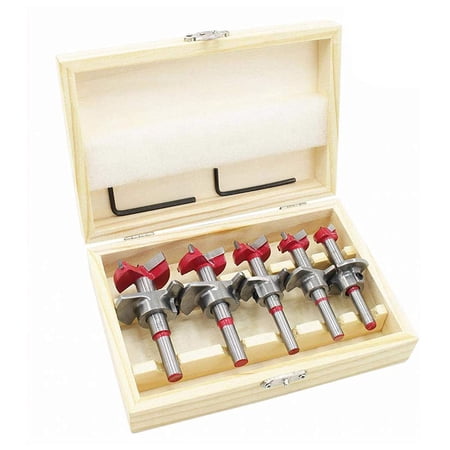 Wood Drill Bits, Box of 5 (15-35mm) Wood Countersink Shaping Adjustable ...