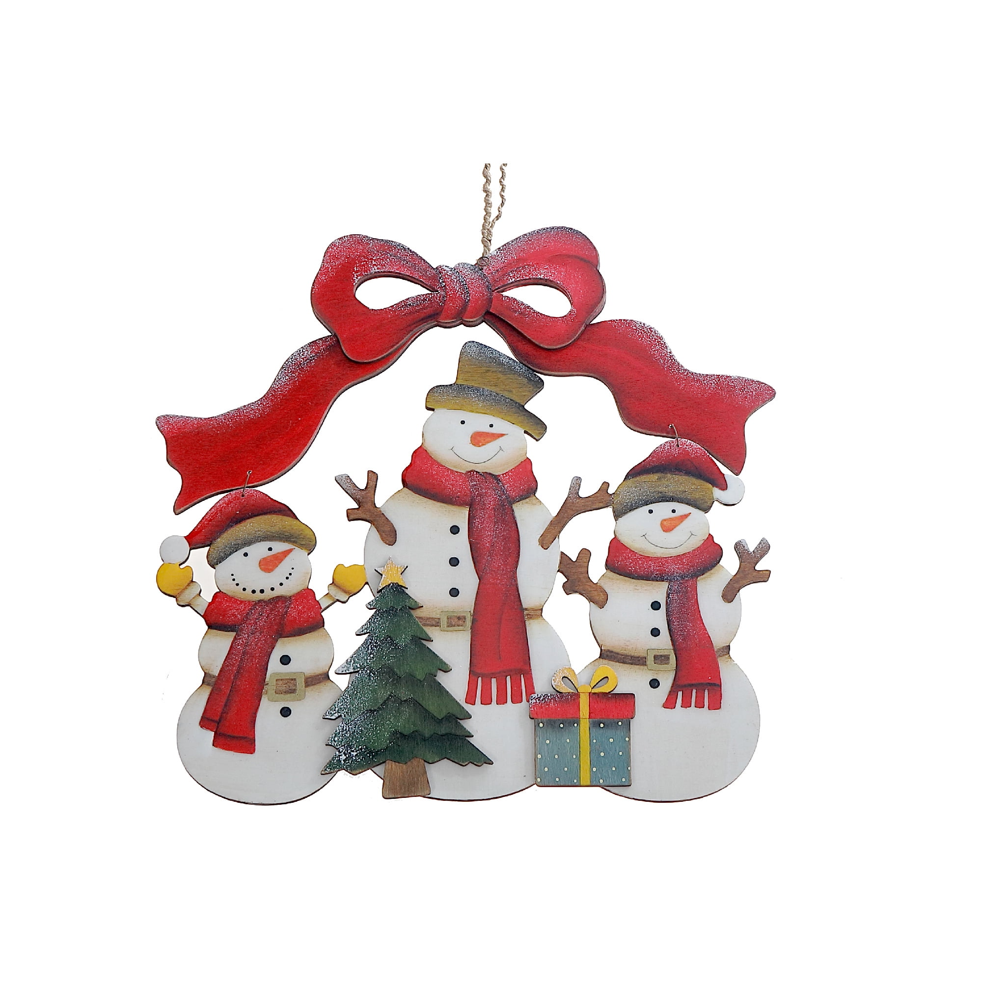 Click here for Ih Casadécor Wooden Glossy Triple Snowman With Bow... prices