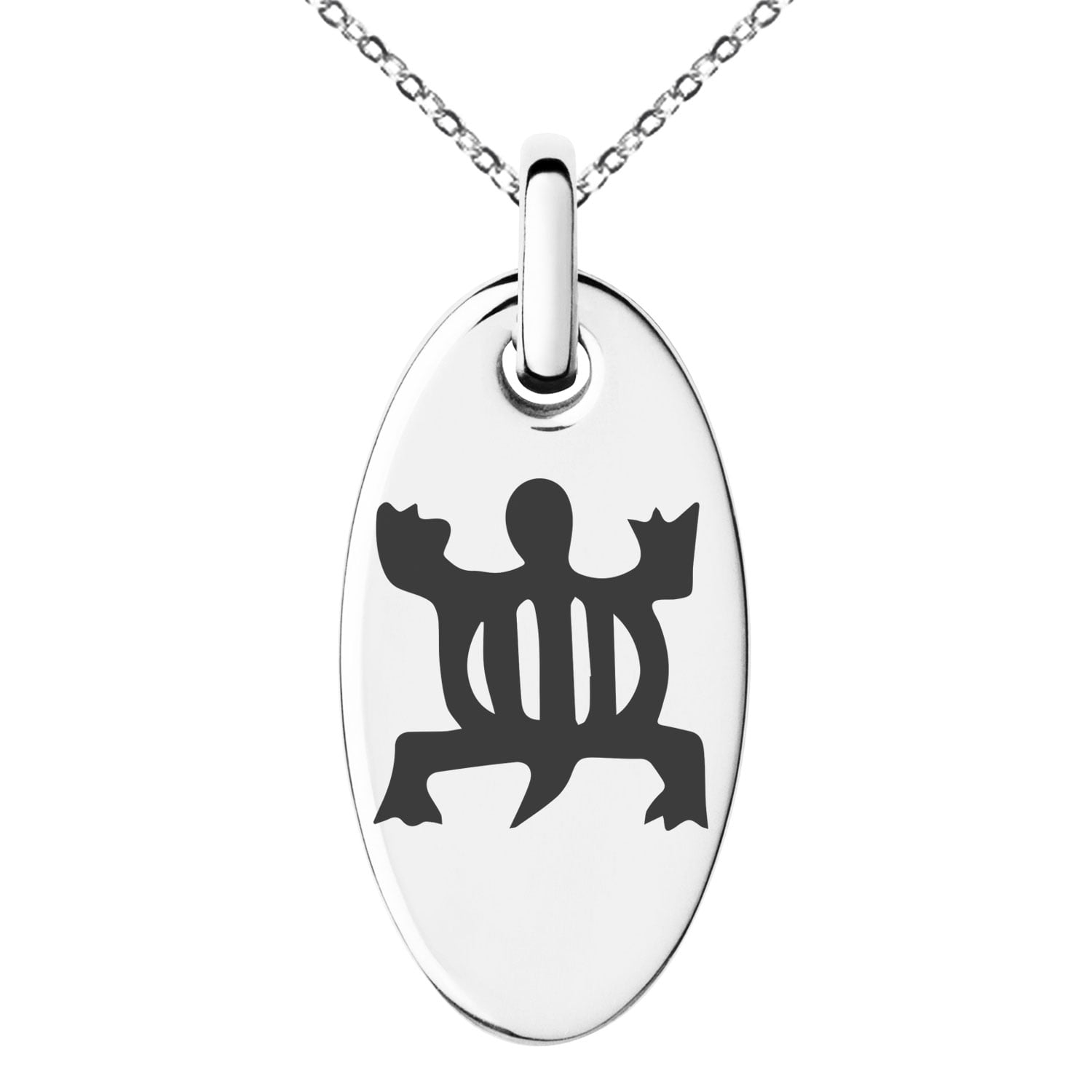 Stainless Steel Aztec Adaptability Rune Engraved Small Oval Charm ...