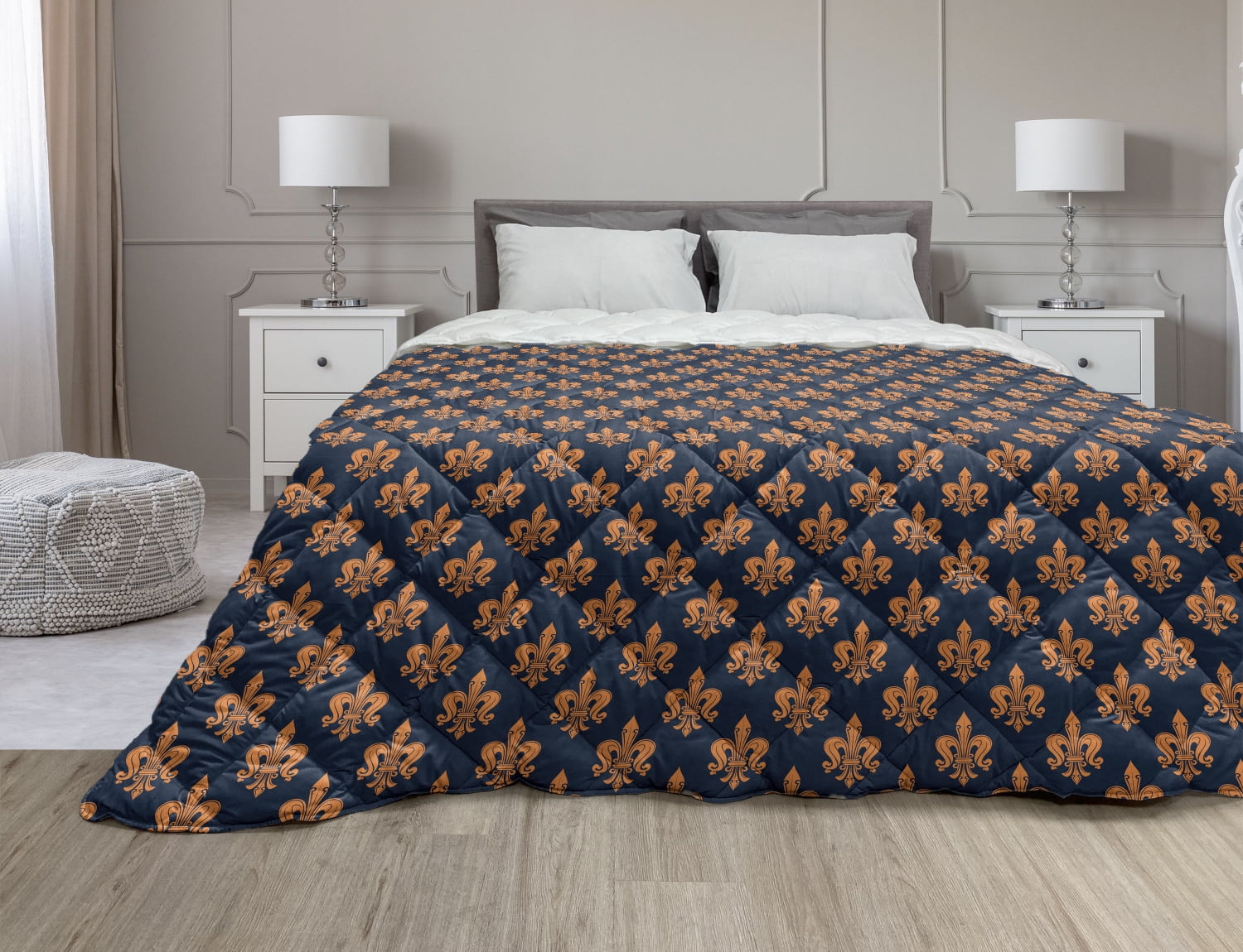 Fleur De Lis Down Alternative Comforter, Pink Colored Lily Flower ...