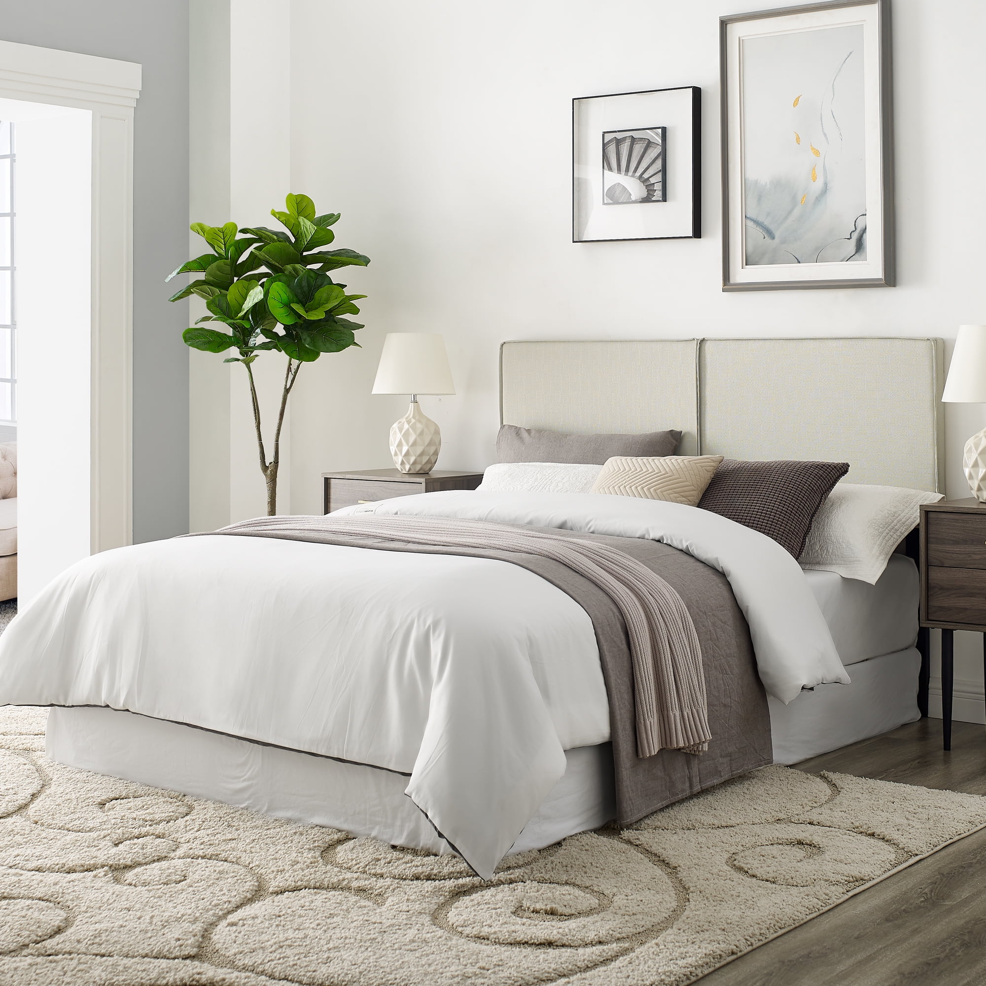 Modern Sleep Ranier Squares Upholstered Wood Headboard, Multiple Colors ...