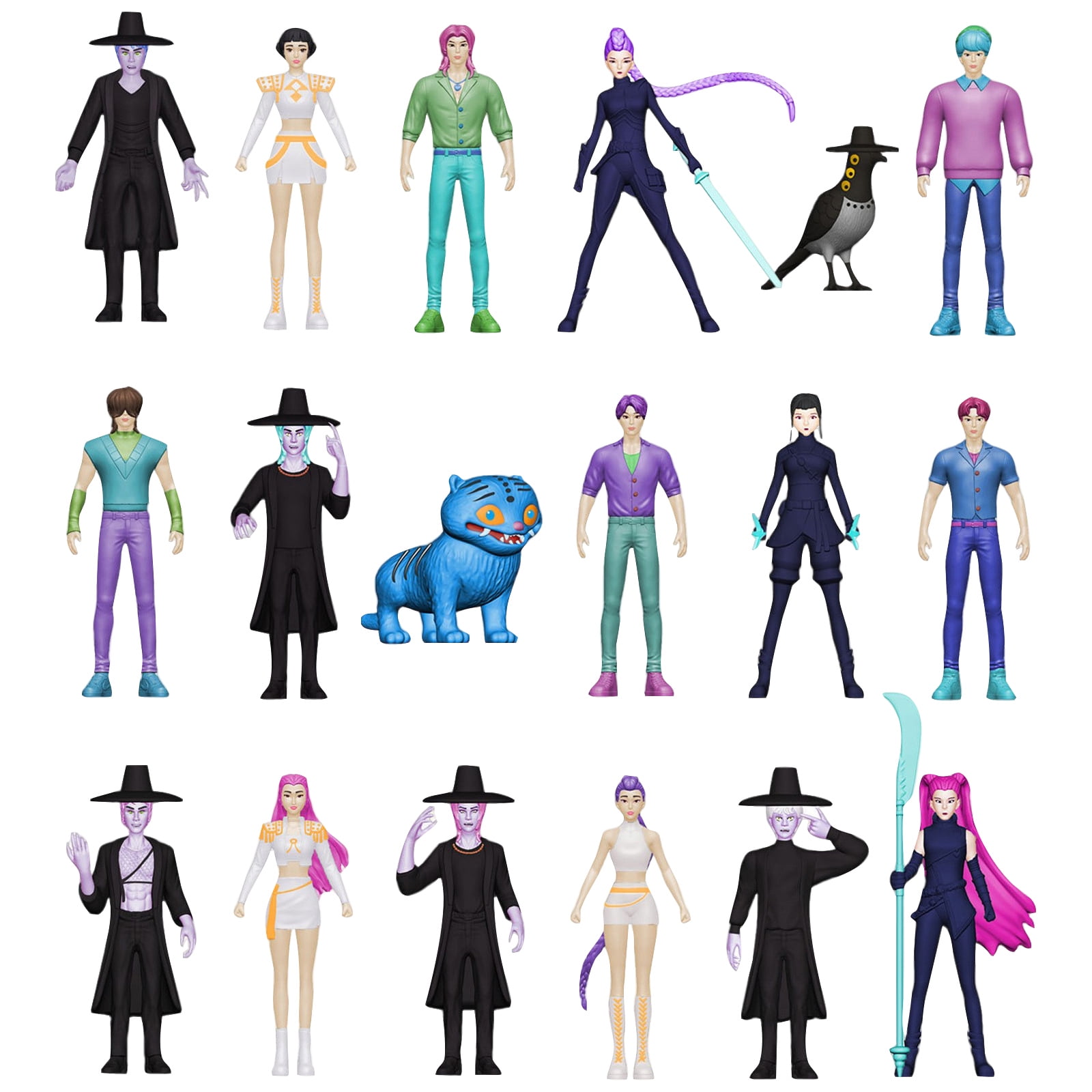 K-pop Demon H-unter 3D Action Figure Set,18PC Singers Hunters Figures ...
