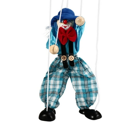 Funny Colorful Pull String Puppet Vintage Clown Wooden Marionette ...