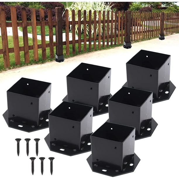 Miumaeov 6Pcs Post Fence Foot Base Support Bolt Down Octagonal Square ...