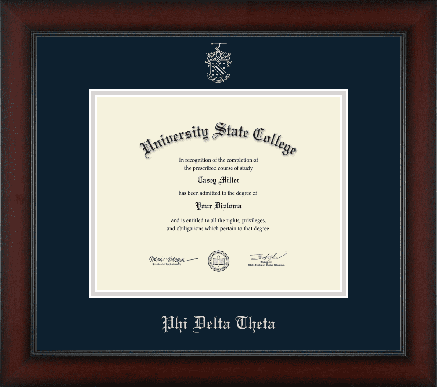 Phi Delta Theta Fraternity Certificate Frame, Document Size 10" x 8 ...