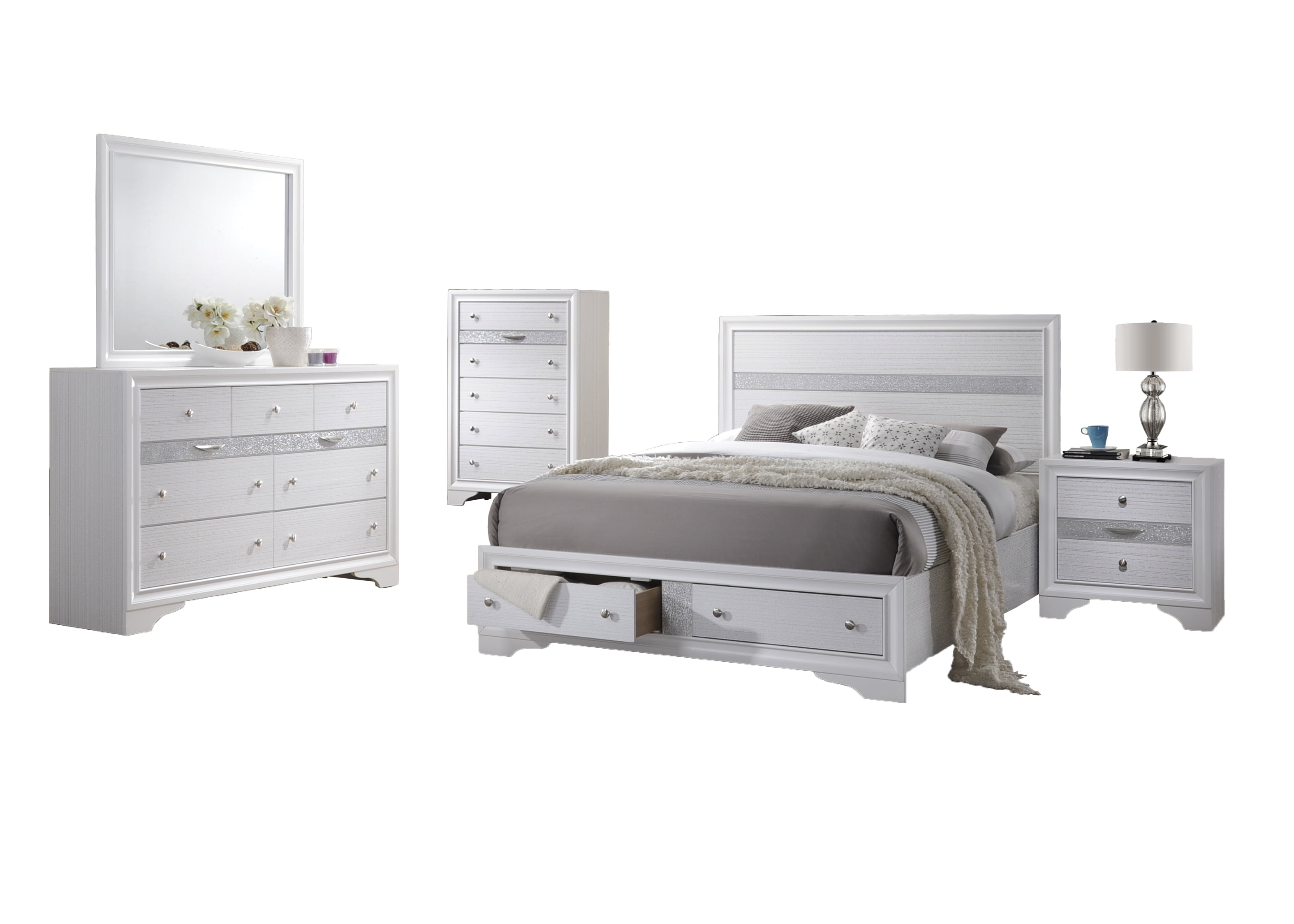 Catherine - 5pc Bedroom Set with Chest, 2 Drawer FB & Jewelry Drawer ...