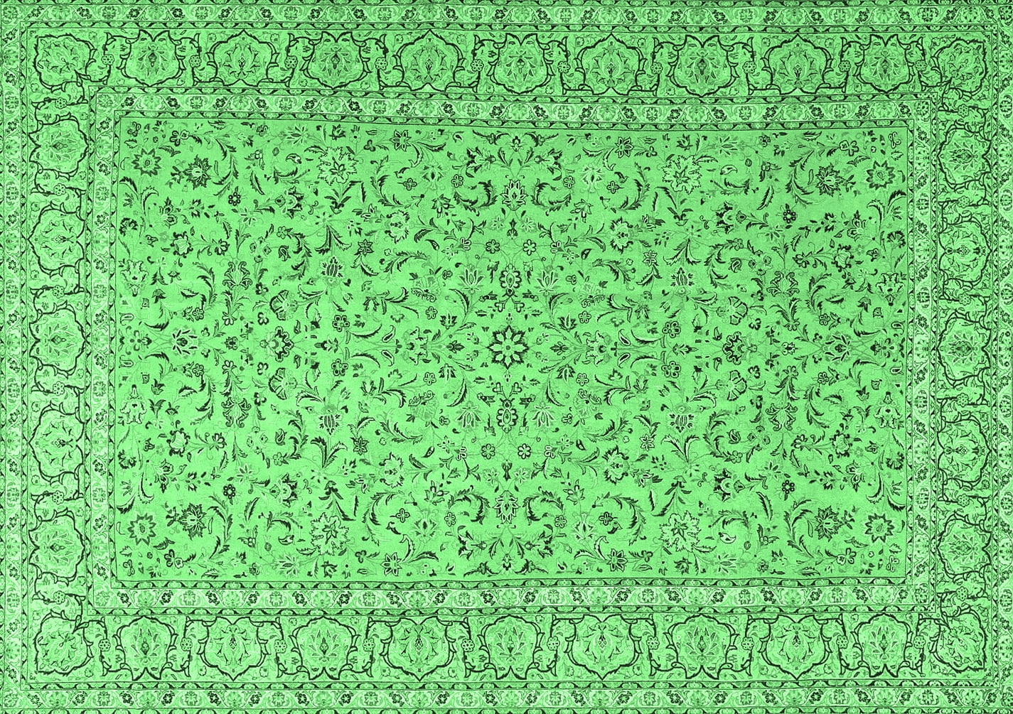 Ahgly Company Machine Washable Indoor Rectangle Persian Emerald Green ...