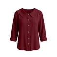 AHTJRT Corduroy Shirt for Women Long Sleeve Button Down Peter Pan ...