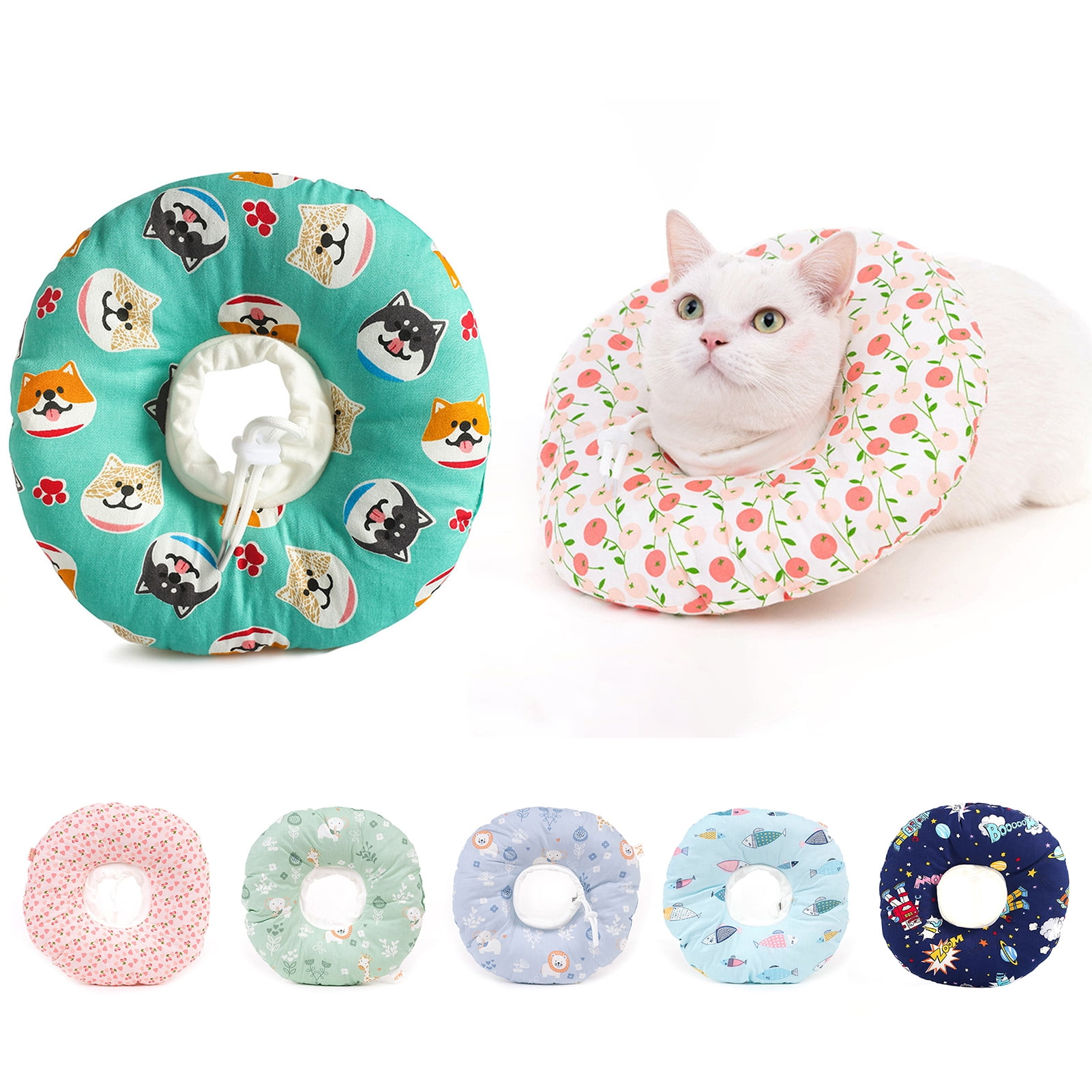 Walbest Cat Cone Cute Cartoon Cat Recovery Collar for Cat Wound Healing ...