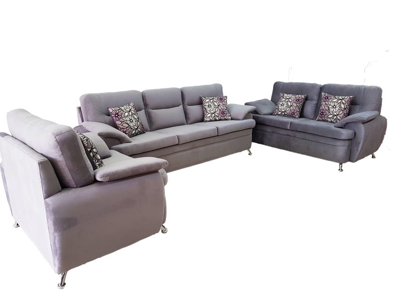 SALA EXPRESIÓN 3-2-1, GRIS PLATA EN TELA SUEDE, TU ESPACIO MUEBLES. TU ...