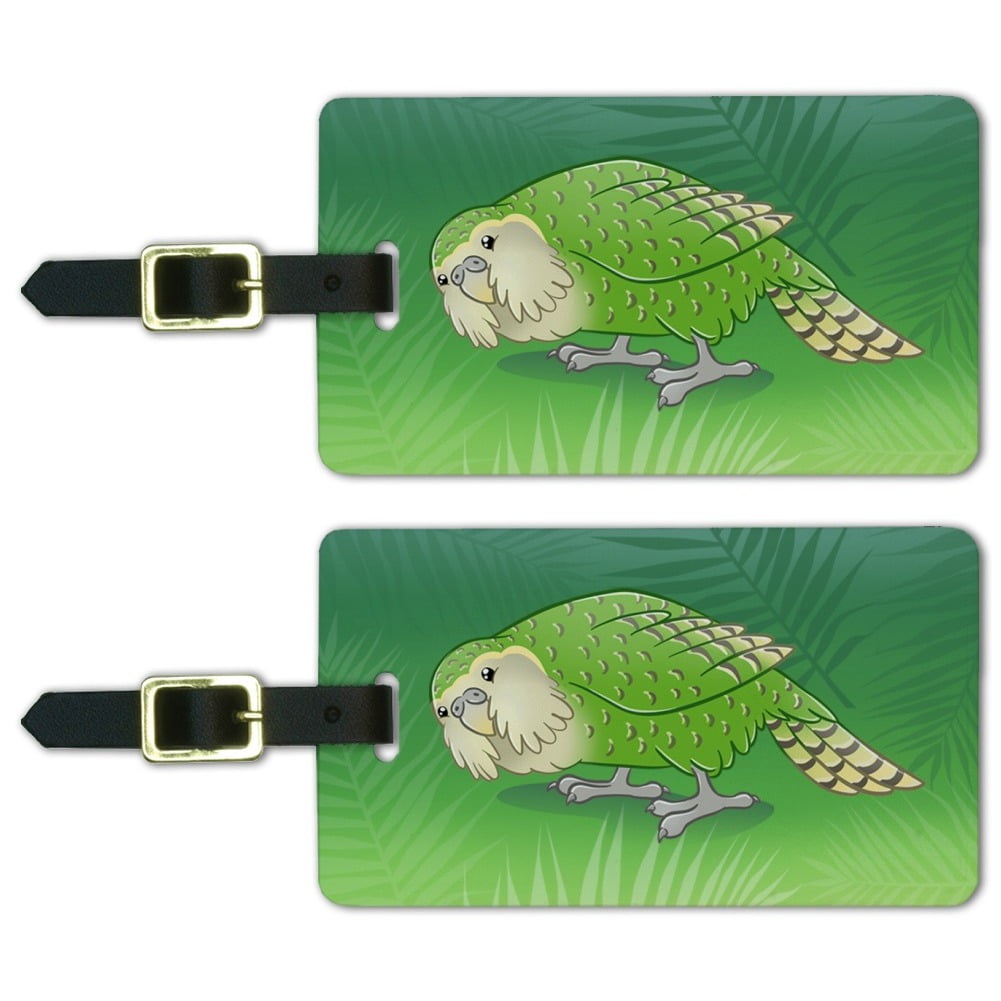 Kakapo the Flightless Owl Parrot Luggage ID Tags Suitcase Carry-On ...