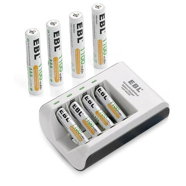 EBL Rechargeable AAA Batteries 12-Packs (ProCyco 1100mAh) with AA AAA Smart Battery Charger ...