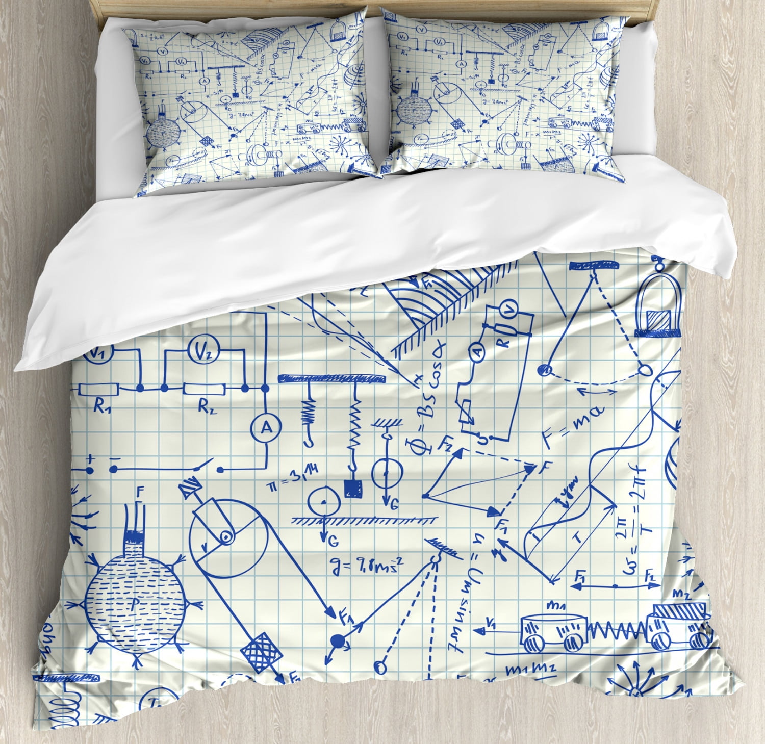 Physics Duvet Cover Set Queen Size, School Themed Technical Formula and ...