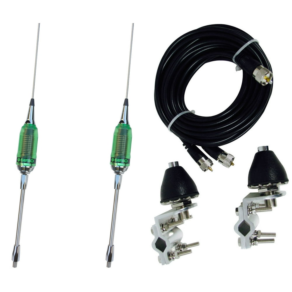 Combo: Dual Sirio Performer 5000 LED 3/8 Antenna with Strong Mirror ...