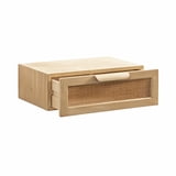 Kate and Laurel Ori Floating Side Table, Wood Finish, Rattan Drawer, 18 ...