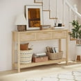 ELYKEN Rattan Console Table with 3 Drawers, 51.2" Entryway Table with ...